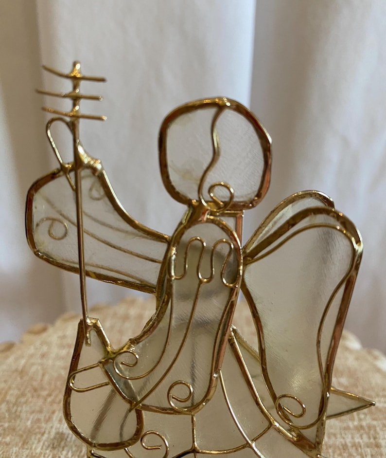 Capiz Shell Angel Ornament- Playing Mandolin - Vintage - Etsy