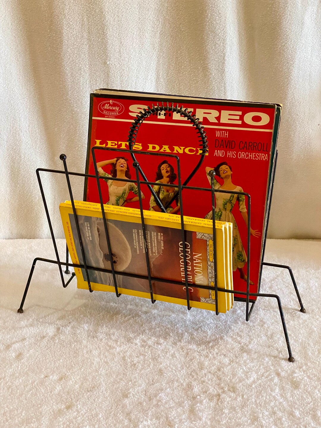 Black Magazine Rack - Book/album/file Rack - Vintage - Mid Century ...
