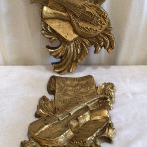 MCM Musical Instruments Wall Plaques/decor- Gold Tone- HODA 1979 Signed ...