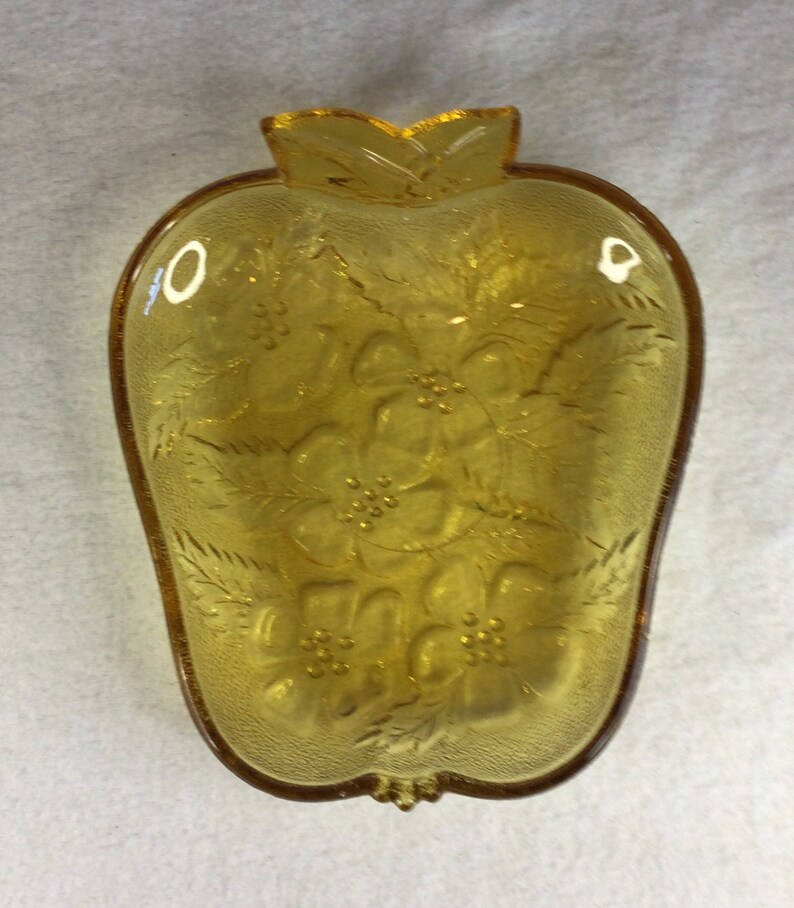 Hazel Atlas Amber Glass Apple Blossom Trivet Dish Vintage - Etsy