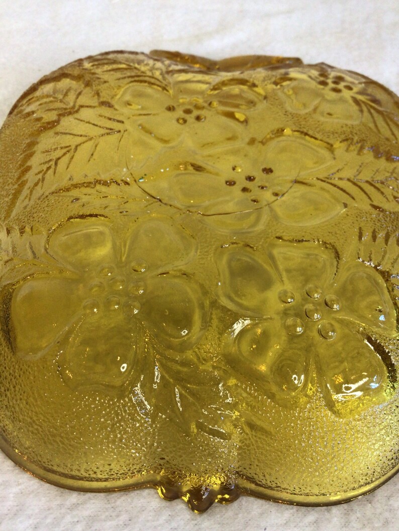 Hazel Atlas Amber Glass Apple Blossom Trivet Dish Vintage - Etsy