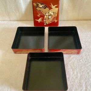 Japanese Stacking Bento Box yamanaka Asian Fan Design on Lid Red ...