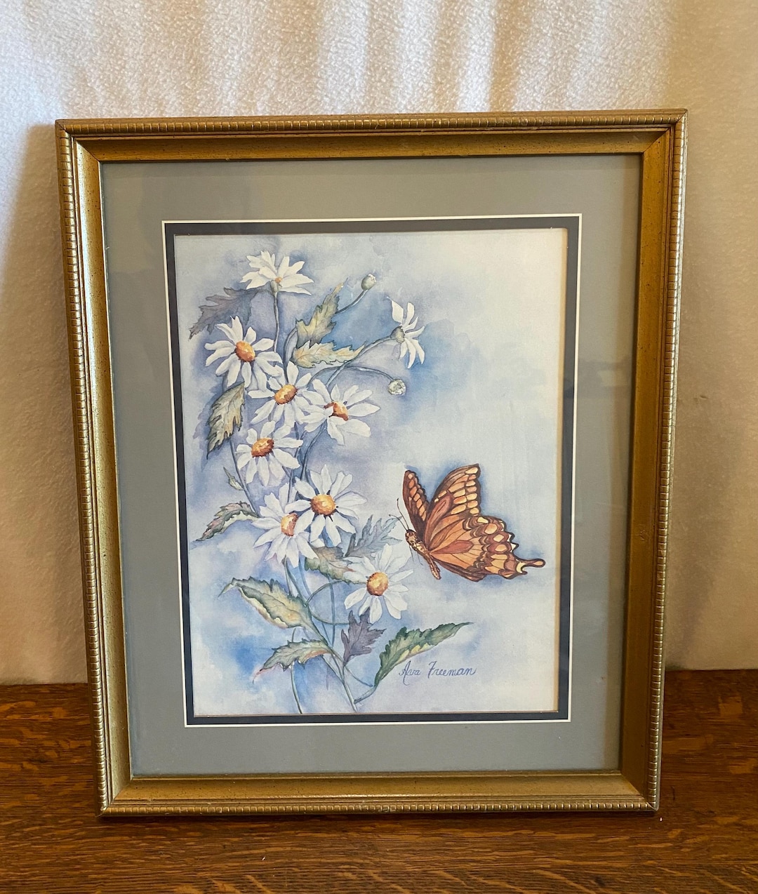 Butterfly Print by Ava Freeman - Framed and Matted - Vintage - Etsy
