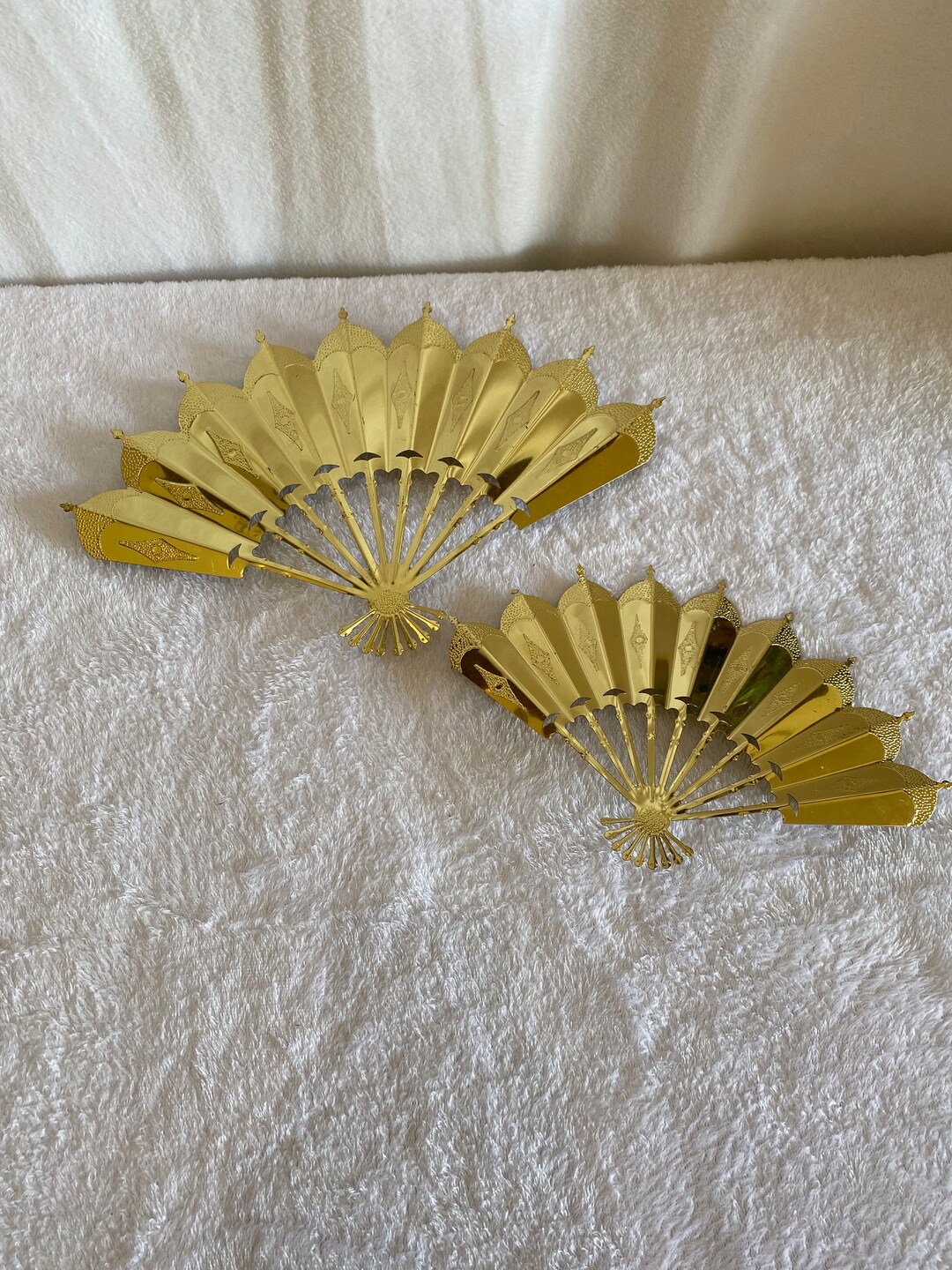 Fans Gold-tone Metal Wall Decor Set of 2 Vintage Home - Etsy
