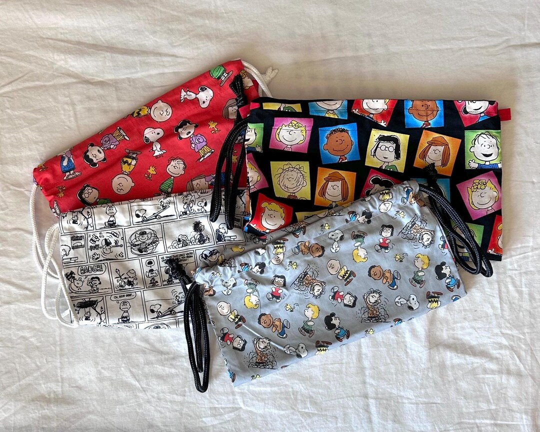 Custom Made Snoopy Themed Drawstring Bag, Peanuts Drawstring Bag ...