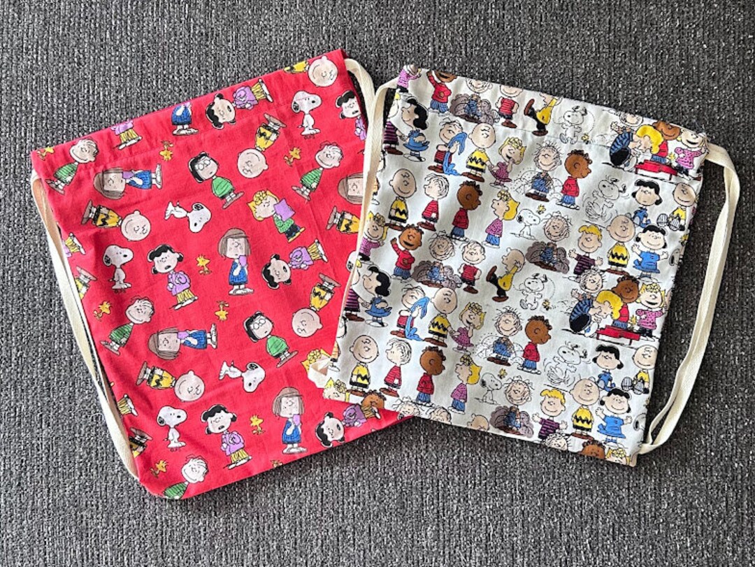 Custom Made Snoopy/disney Themed Drawstring Bag, Peanuts Drawstring Bag ...