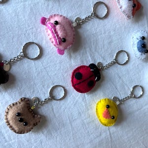 Cute Custom Handmade Hand Sewn Felt Animal Keychain Keyring, Animal ...