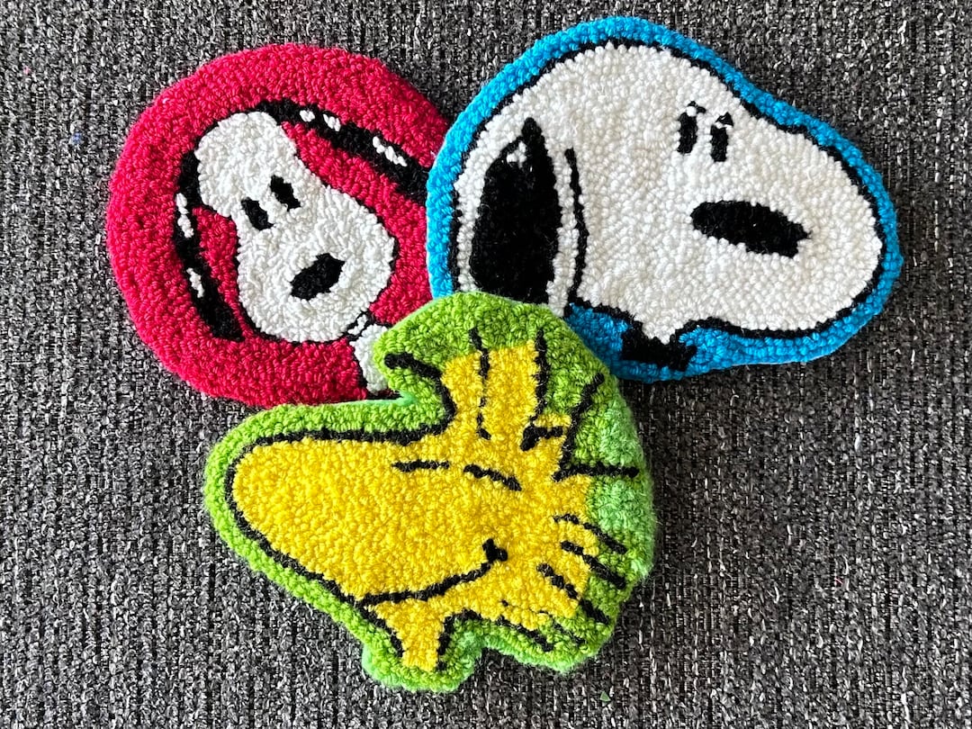 Snoopy and Woodstock Punch Needle Coaster, Peanuts Coaster, Snoopy Mug ...
