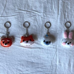 Cute Custom Handmade Hand Sewn Felt Animal Keychain Keyring, Animal ...