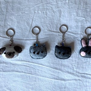 Cute Custom Handmade Hand Sewn Felt Animal Keychain Keyring, Animal ...
