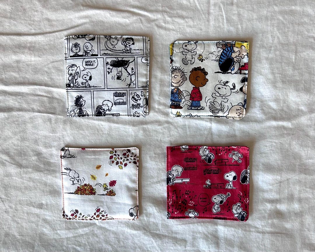Single Peanuts Gang and Snoopy Themed Fabric Coasters, Handmade ...