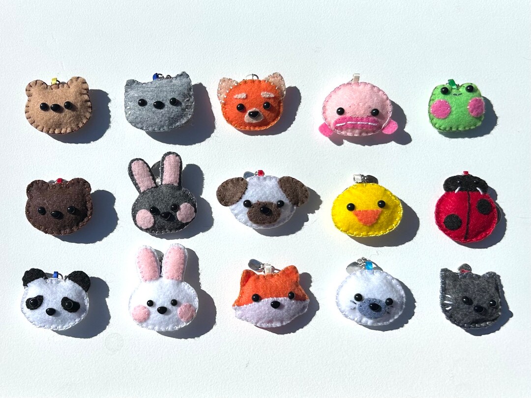 Cute Custom Handmade Hand Sewn Felt Animal Keychain Keyring, Animal ...