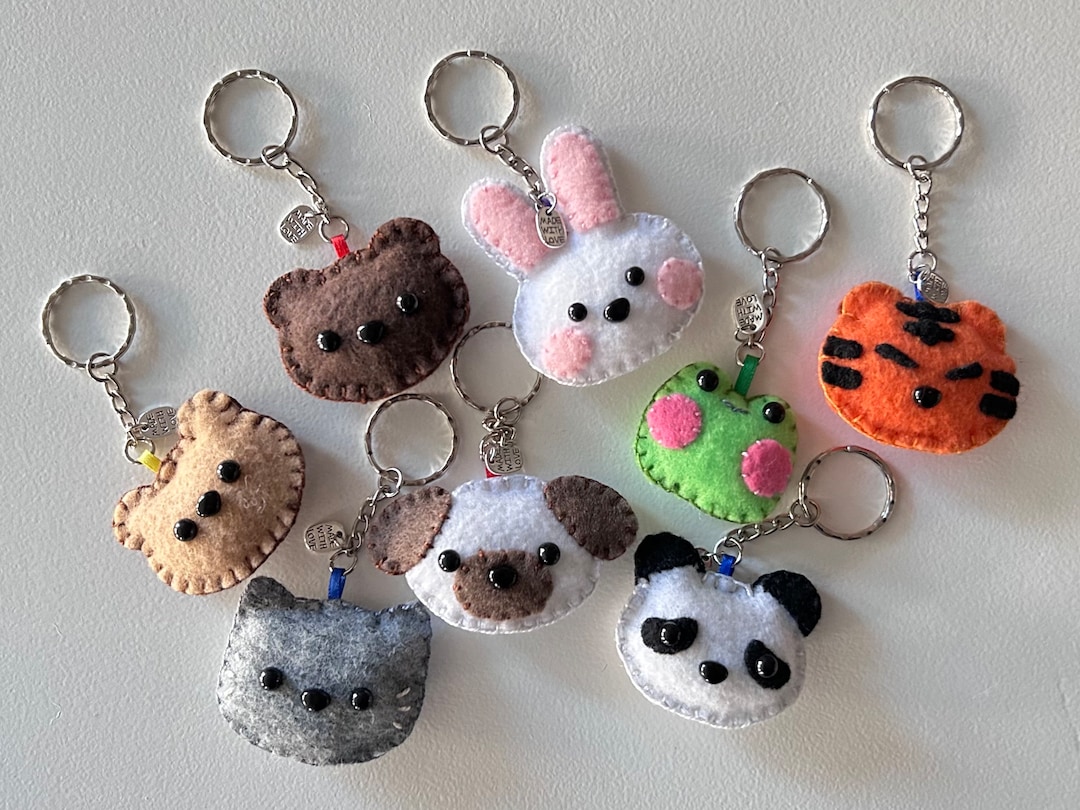 Cute Custom Handmade Hand Sewn Felt Animal Keychain Keyring - Etsy