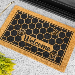 Honey Bee Welcome Mat | Hello Summer | Coir Honeybee Doormat | Welcome ...