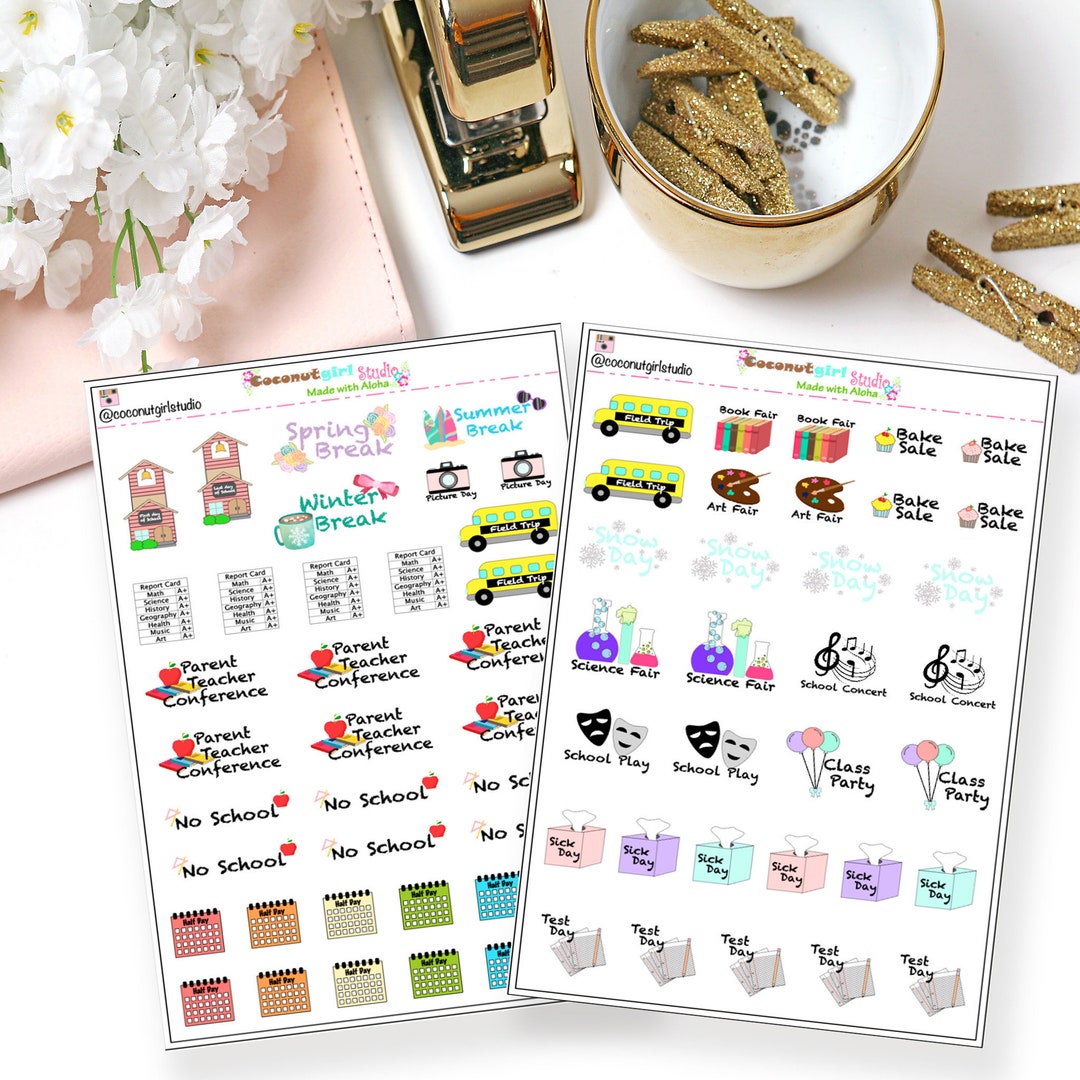 School Year Sticker Set 2 Sheets - Etsy