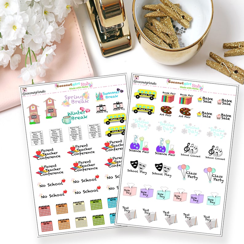 School Year Sticker Set 2 Sheets - Etsy