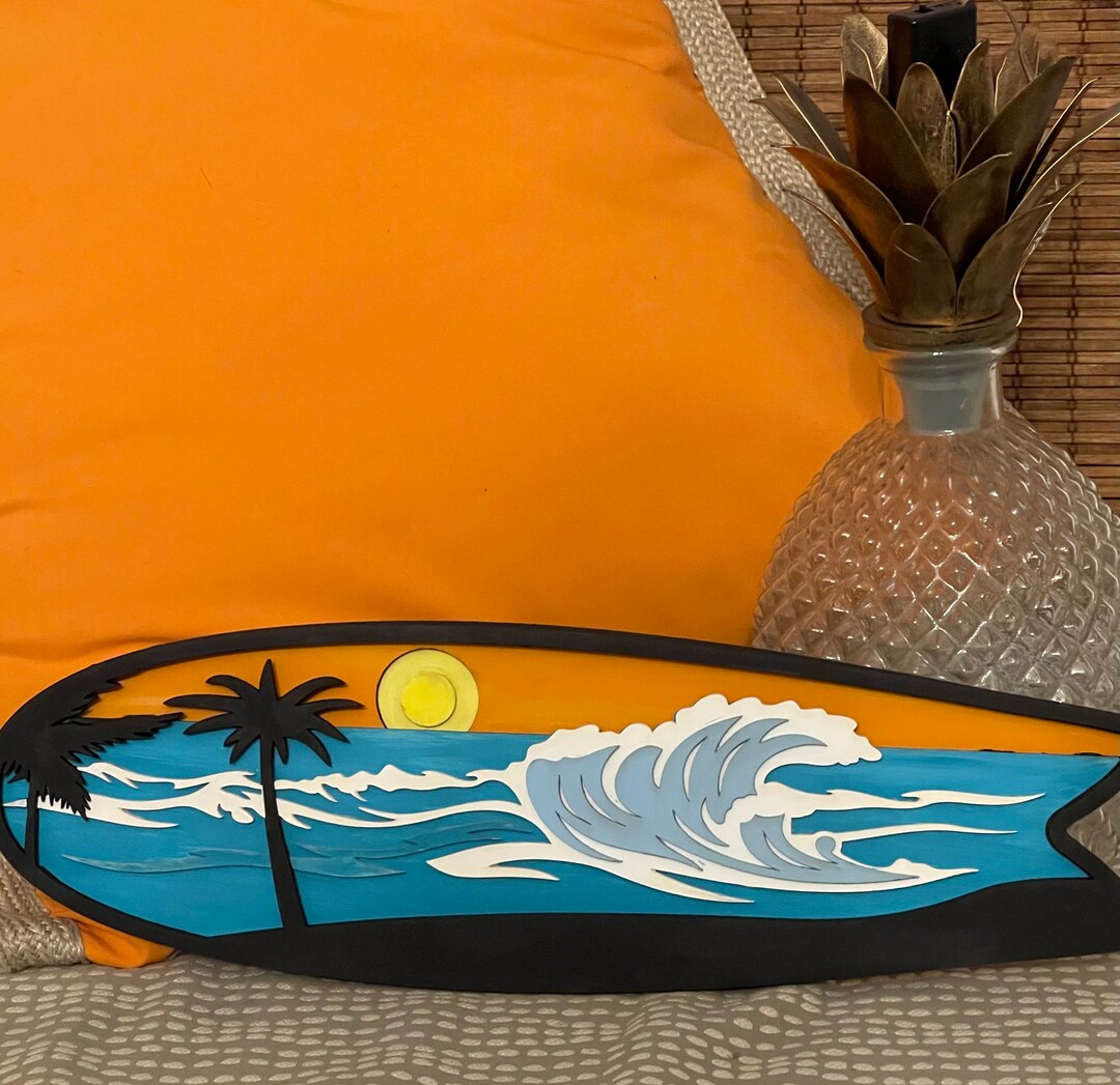 3D Wooden Surfboard Sign, Gift for Dad, Laser Cut Sign, Beach, Shanty ...