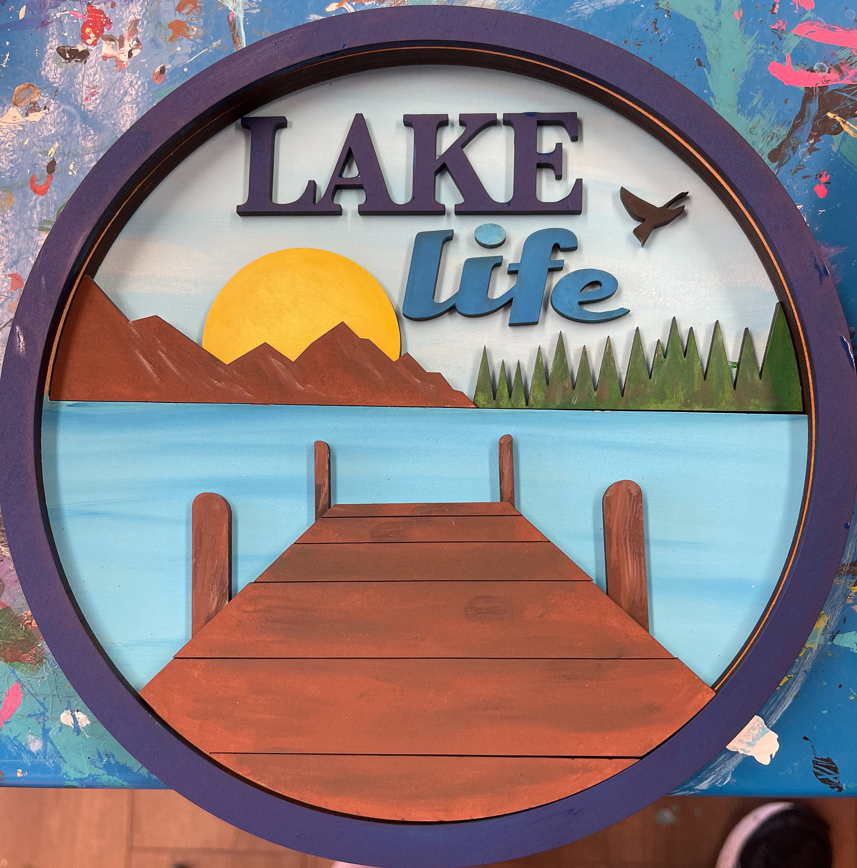 Lake Life 3d Sign Wooden 5 layers Hand Made Hand Painted | Etsy