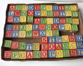 Abc wood blocks | Etsy
