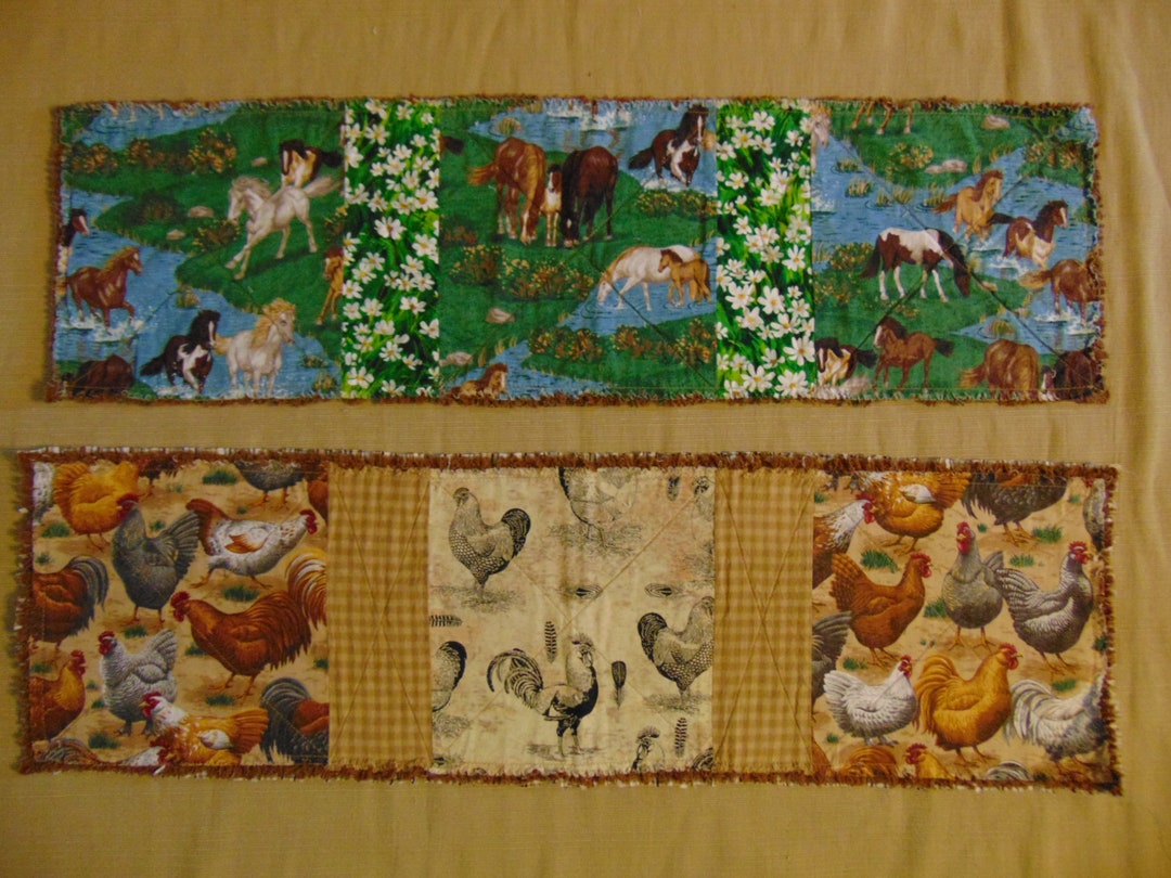 Farm Country Short Slat Table Runners Choice of Horses or Chickens - Etsy