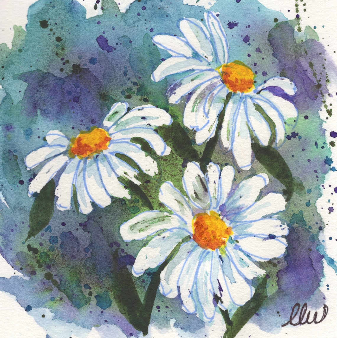Watercolor Daisies, Digital Download, Daisies, Flowers, Daisy, Spring ...
