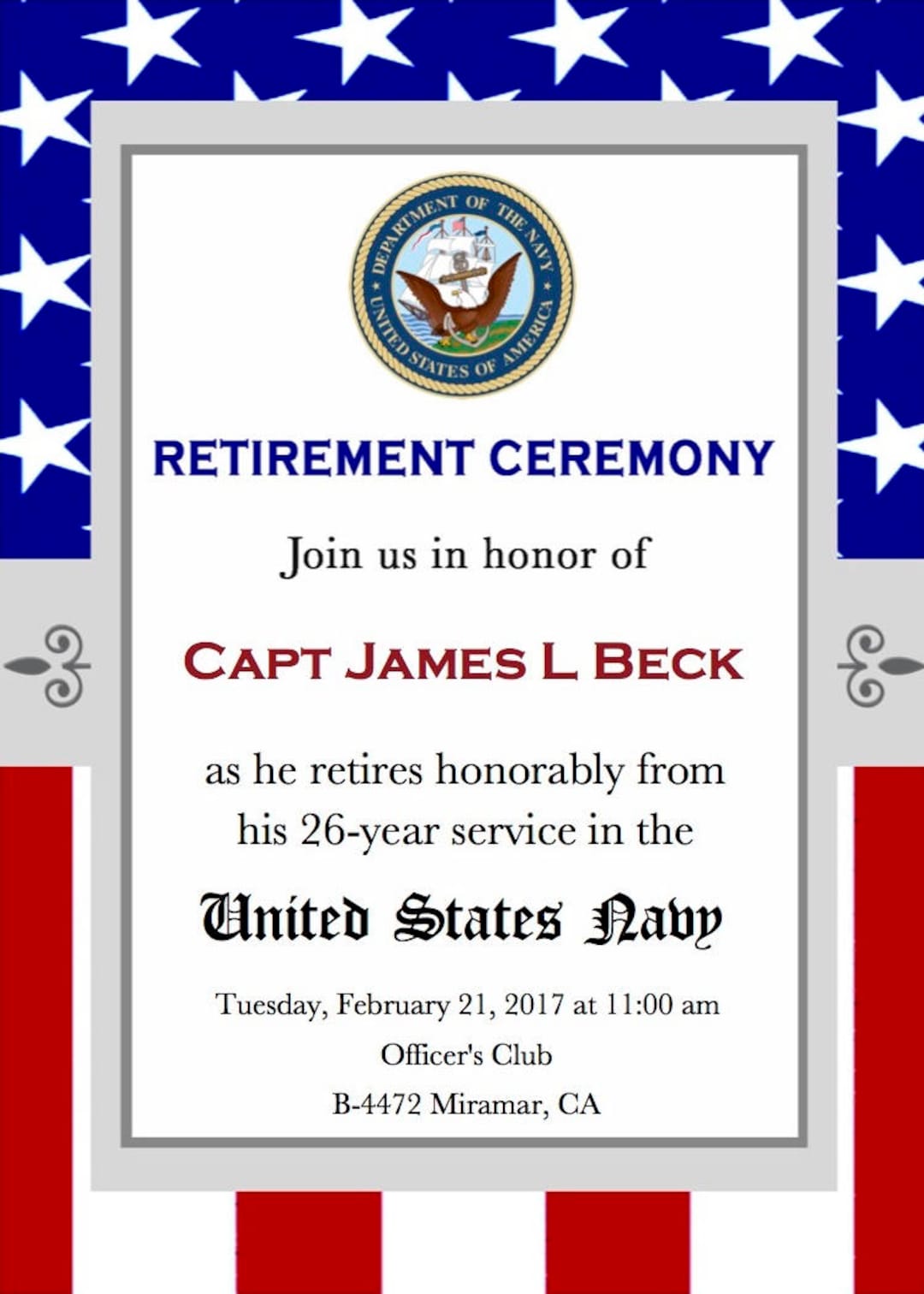 Military Retirement Invitation - Instant Editable Download - Etsy
