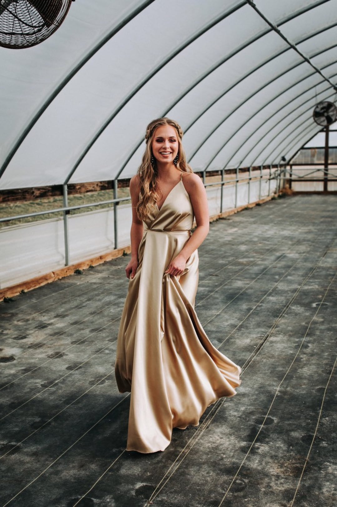 Satin Prom Dress, Bridesmaid Dress, Wrap Dress, Simple ...