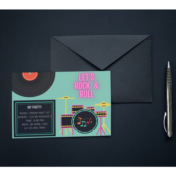 Rock N Roll Invite - Etsy