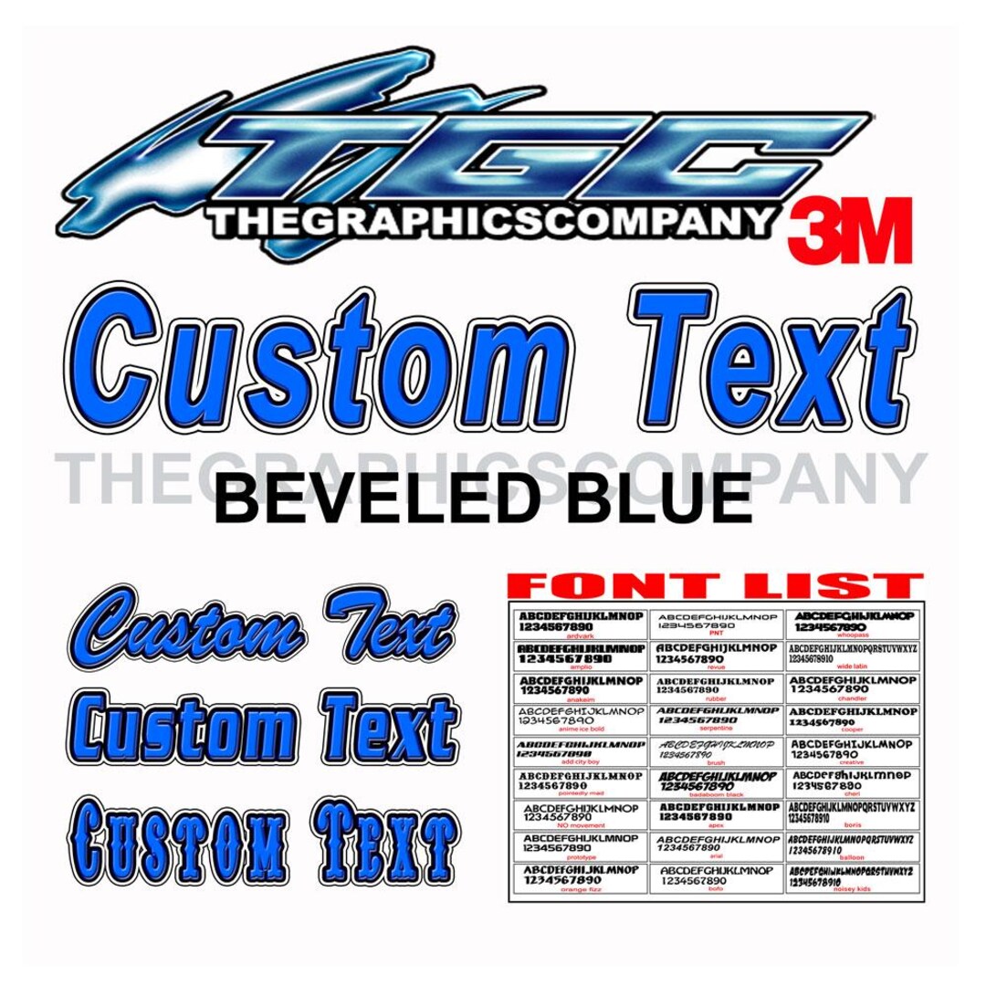 Beveled Blue Custom Vinyl Decals and Stickers Custom Text for Business ...