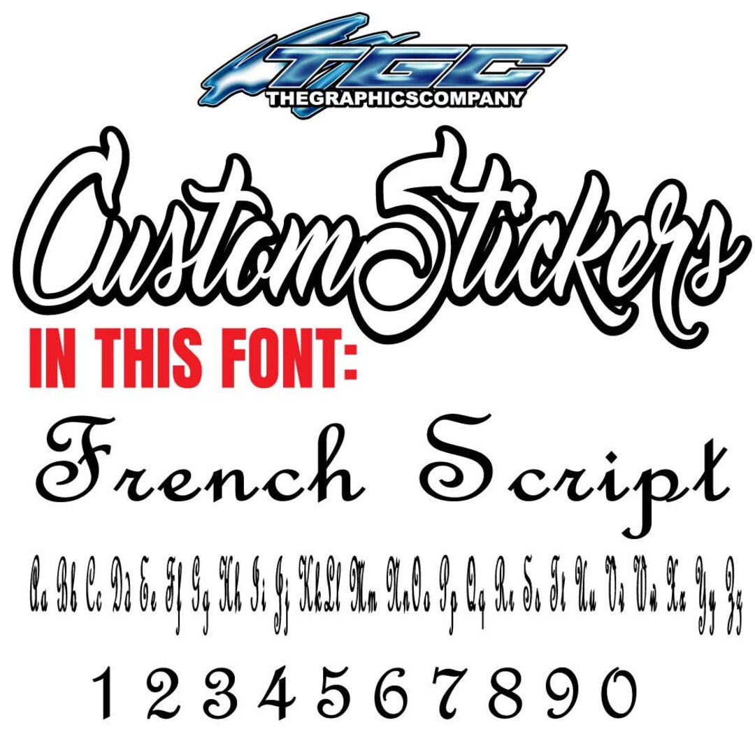 Custom Vinyl Decals and Stickers French Script Font Wall Auto Boat Sign ...