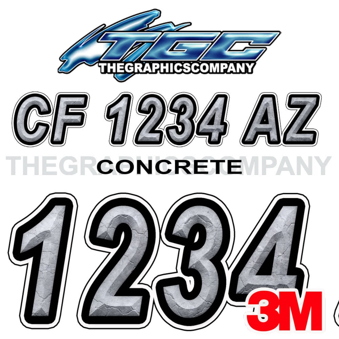Concrete Registration Numbers and Letters Decals Vinyl Names and Custom ...