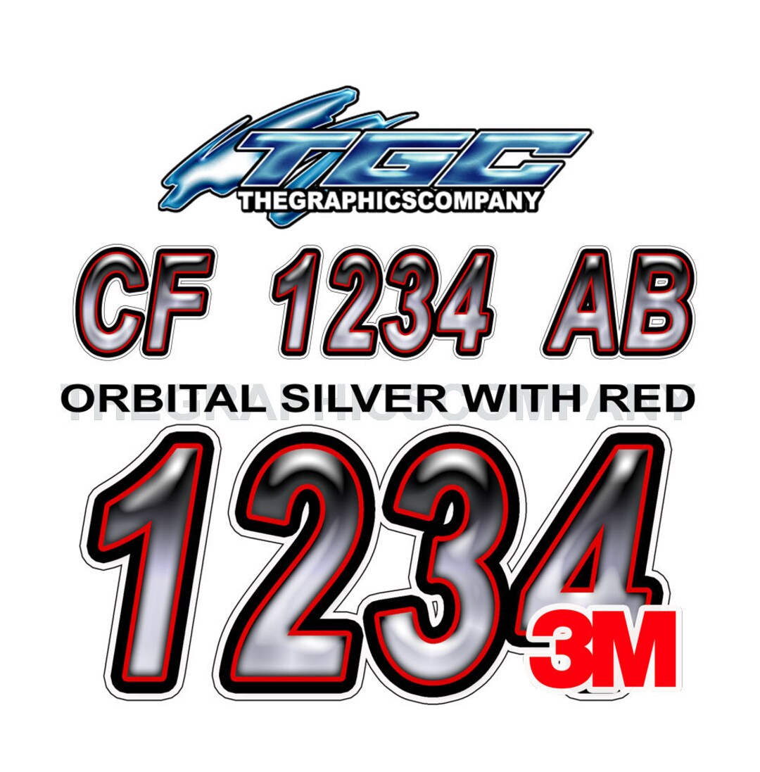 Orbital Silver With Redl Boat Registration Numbers or Letters Vinyl ...