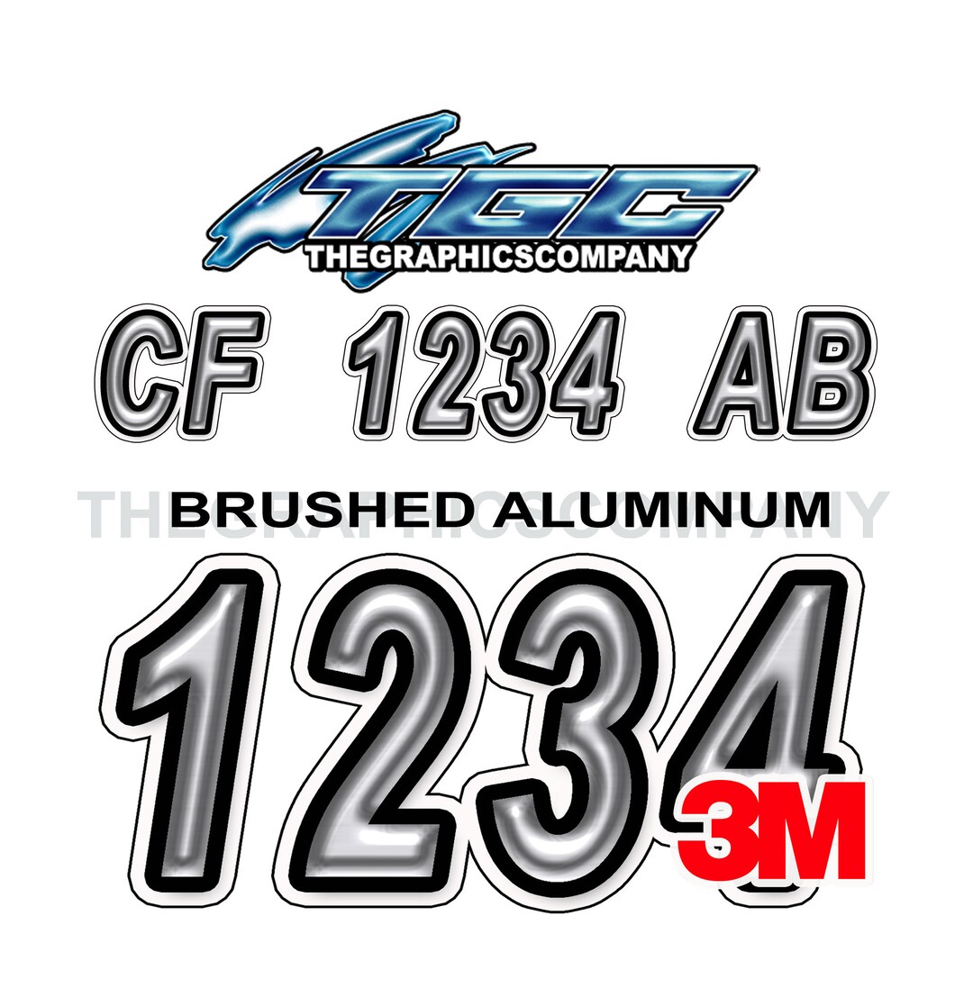 Brushed Metallic Boat Registration Numbers or Letters Decals Vinyl ...