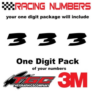2" Inch Tall Racing Numbers Vinyl Decals Stickers MX ATV Boat Car Truck ...
