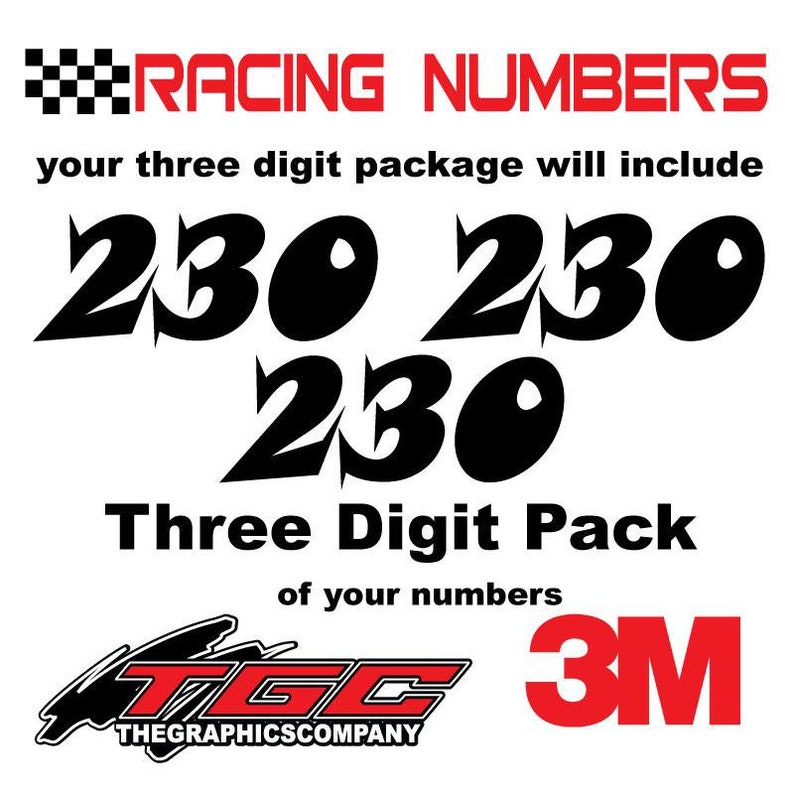 3 Inch Tall Racing Numbers Vinyl Decals Stickers MX ATV - Etsy
