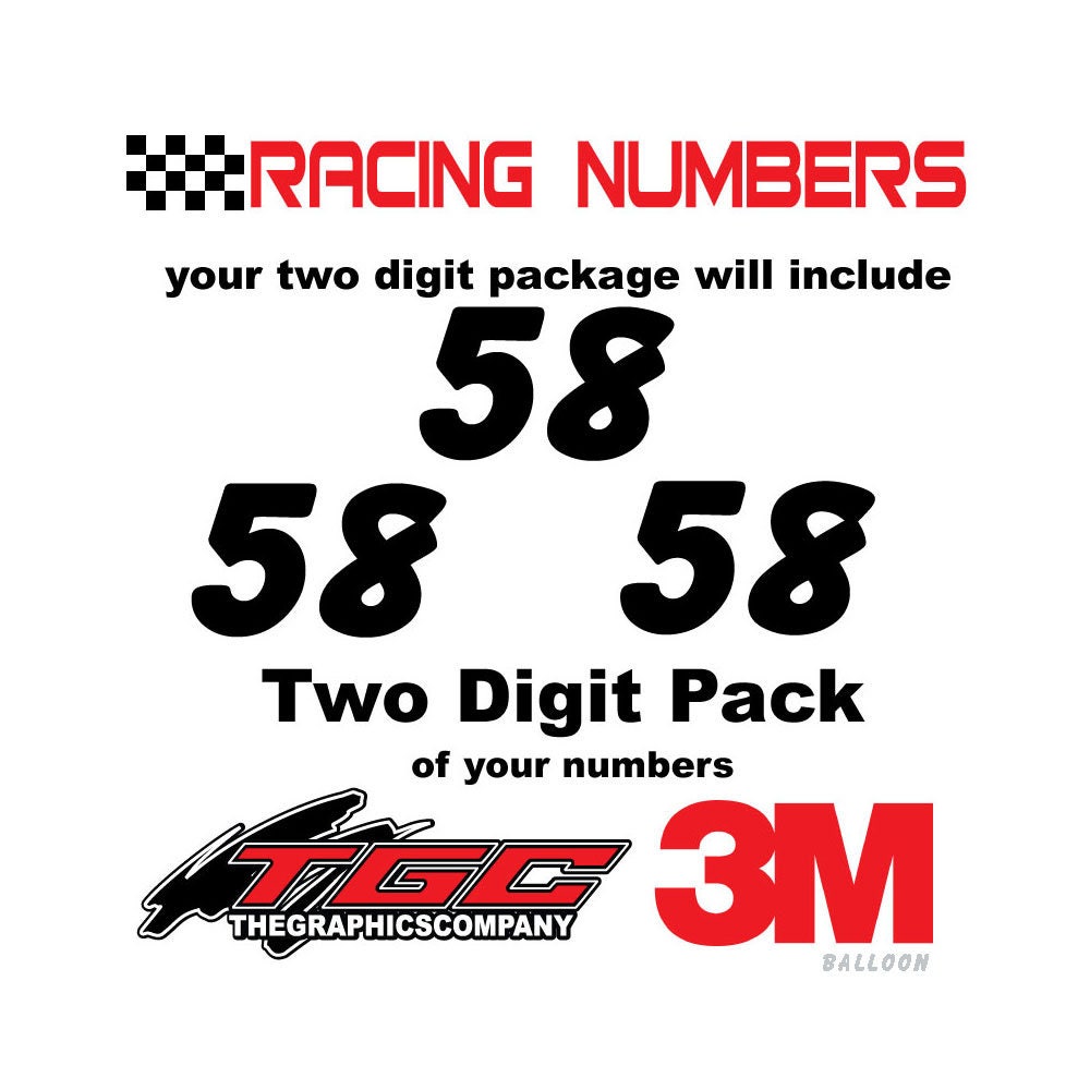 6 Inch Tall Racing Numbers Vinyl Decals Stickers MX ATV | Etsy