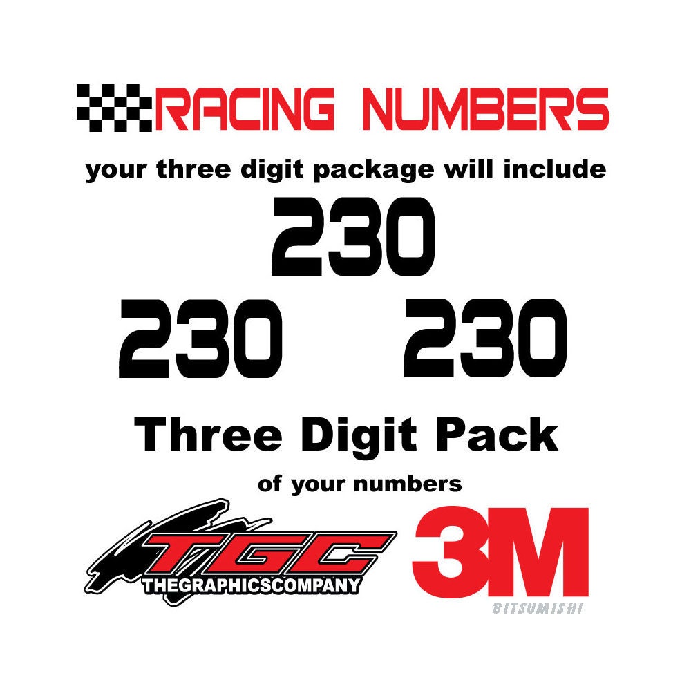 2 Inch Tall Racing Numbers Vinyl Decals Stickers MX ATV | Etsy