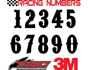 4 Inch Tall Racing Numbers Vinyl Decals Stickers MX ATV Boat Car Truck ...