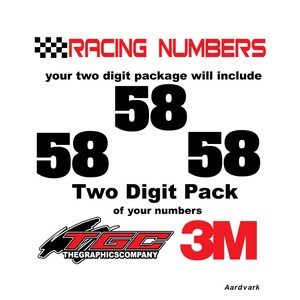 2 Inch Tall Racing Numbers Vinyl Decals Stickers MX ATV Boat Car Truck ...