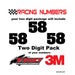 5" Inch Tall Racing Numbers Vinyl Decals Stickers MX ATV Boat Car Truck ...