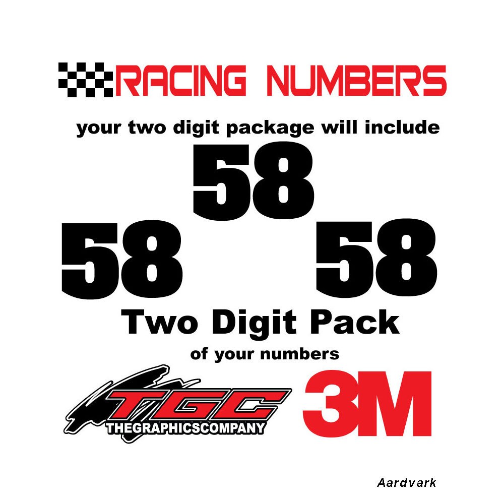 2 Inch Tall Racing Numbers Vinyl Decals Stickers MX ATV | Etsy