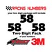 3 Inch Tall Racing Numbers Vinyl Decals Stickers MX ATV Boat Car Truck ...
