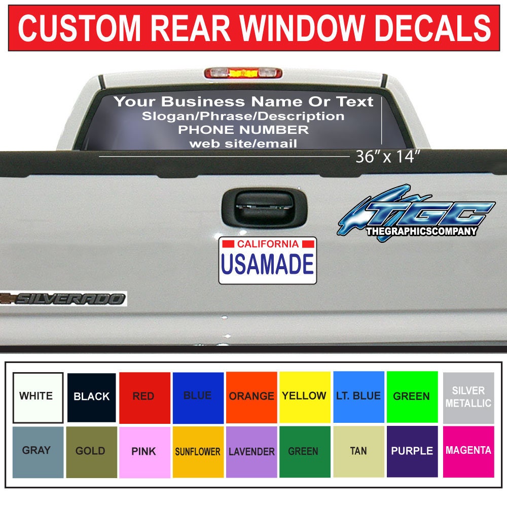 Custom 36 X 12 Rear Car Auto Window Decals Cut | Etsy