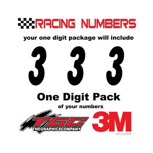 3" Inch Tall Racing Numbers Vinyl Decals Stickers MX ATV Boat Car Truck ...