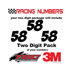 5 Inch Tall Racing Numbers Vinyl Decals Stickers MX ATV Boat Car Truck ...
