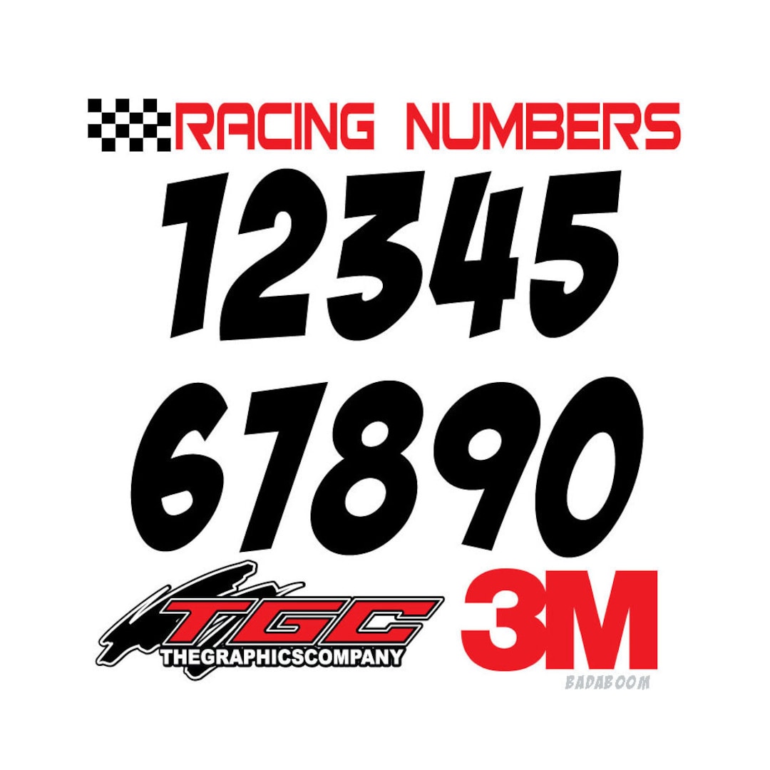 4 Inch Tall Racing Numbers Vinyl Decals Stickers MX ATV Boat Car Truck ...
