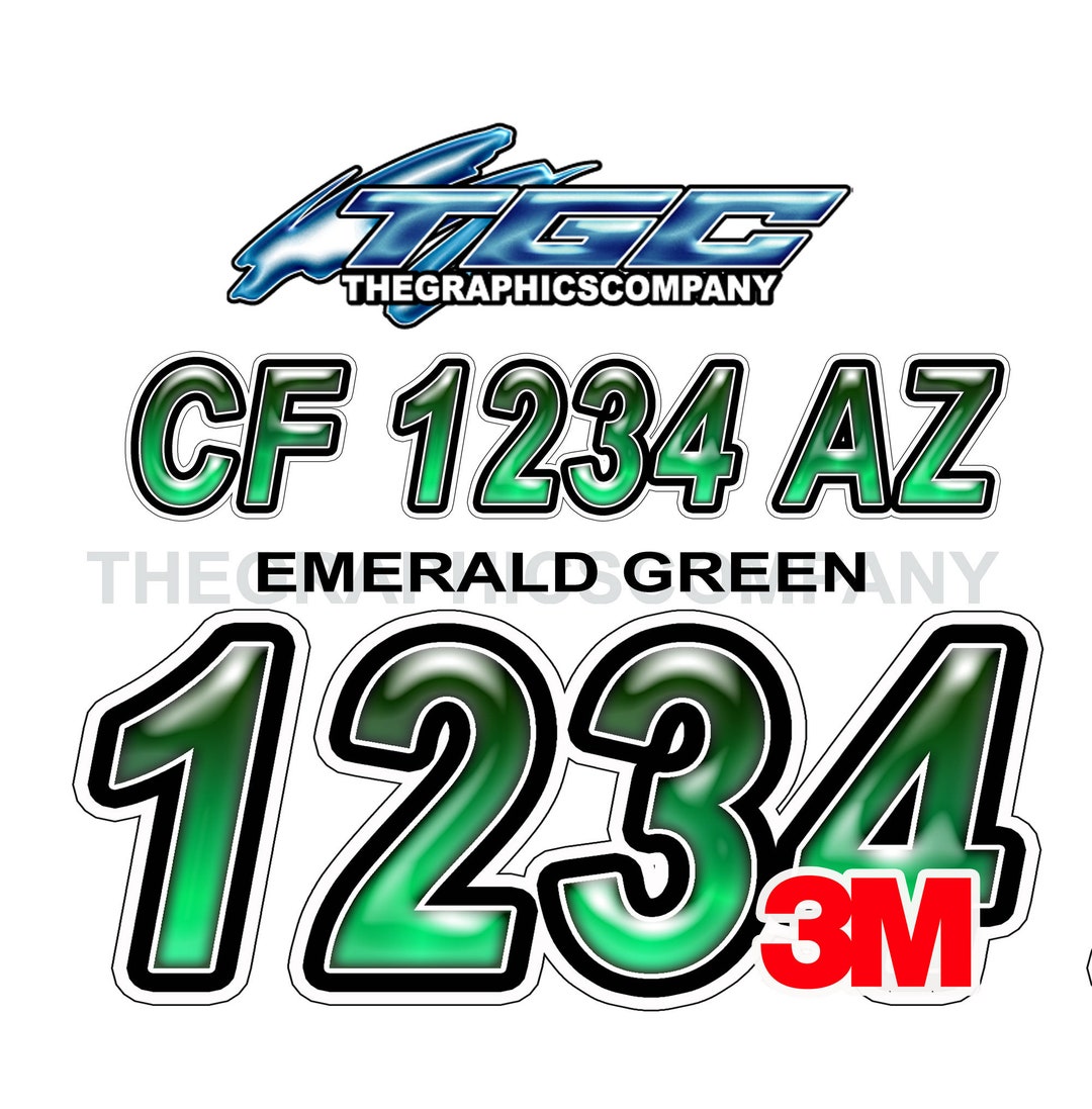 Emerald Green Registration Numbers and Letters Decals Vinyl Names and ...