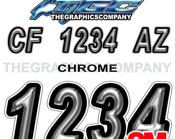 Chrome Registration Boat Registration Numbers or Letters Decals Vinyl ...