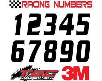 4 Inch Tall Racing Numbers Vinyl Decals Stickers MX ATV Boat Car Truck ...