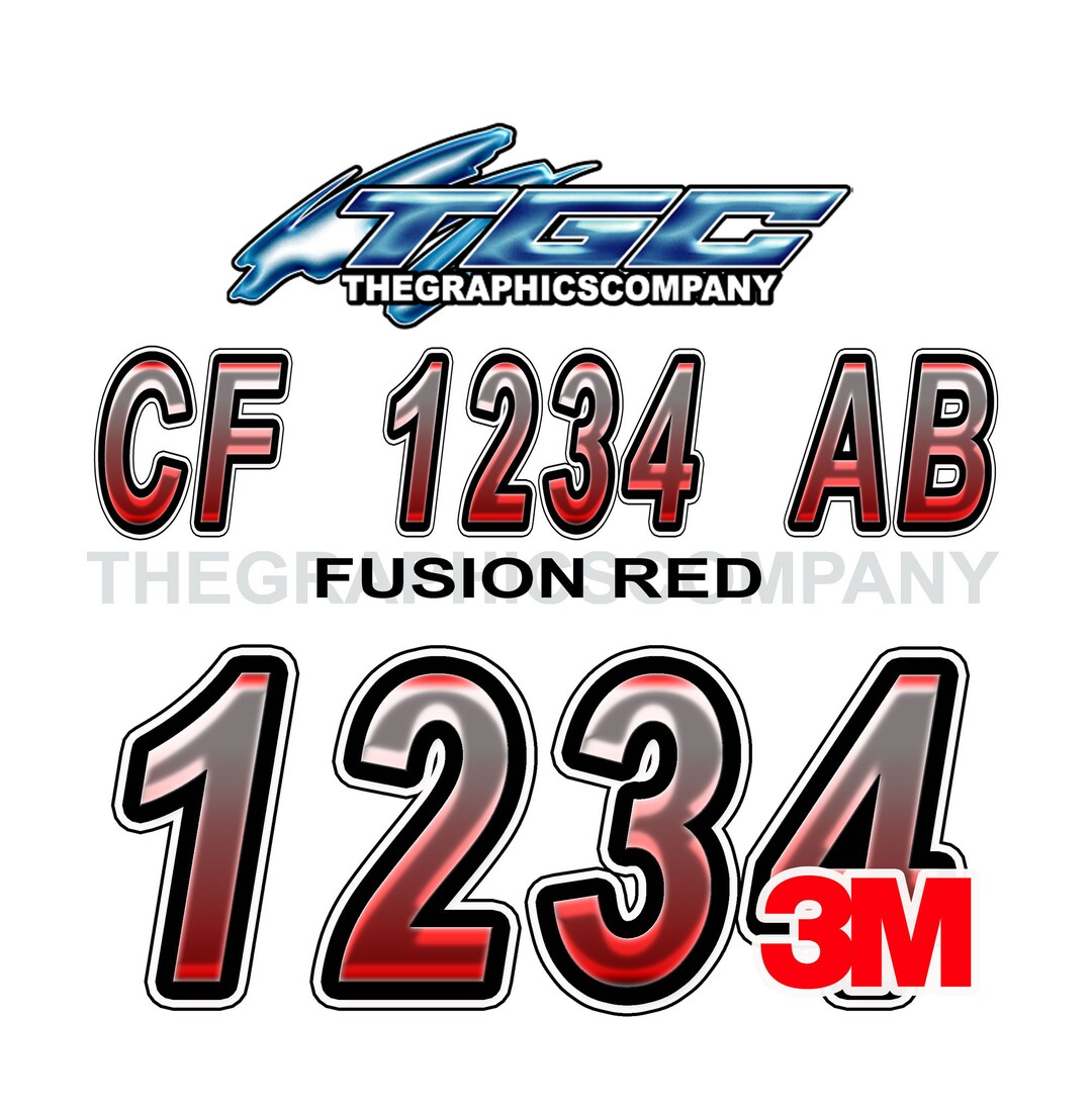 Fusion Red Boat Registration Numbers or Letters Decals Vinyl Names and ...